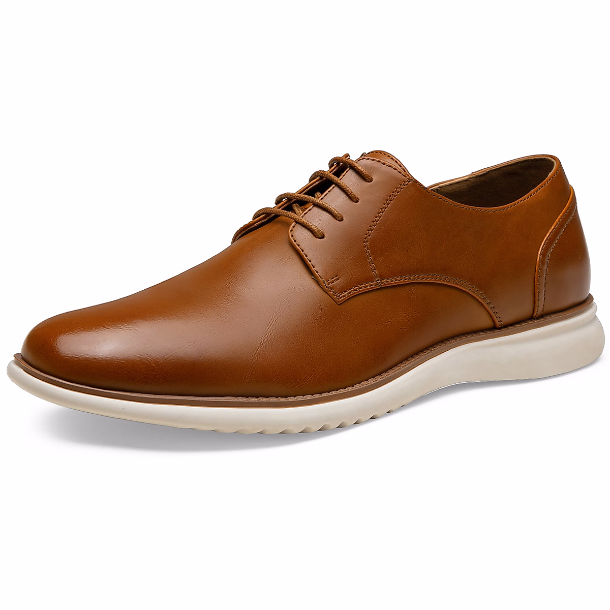 Jousen Men's Brown Dress Shoes Formal Lace Up Casual Dress Shoes for Men Oxfords Shoes (AMY733 Yellow Brown 10)