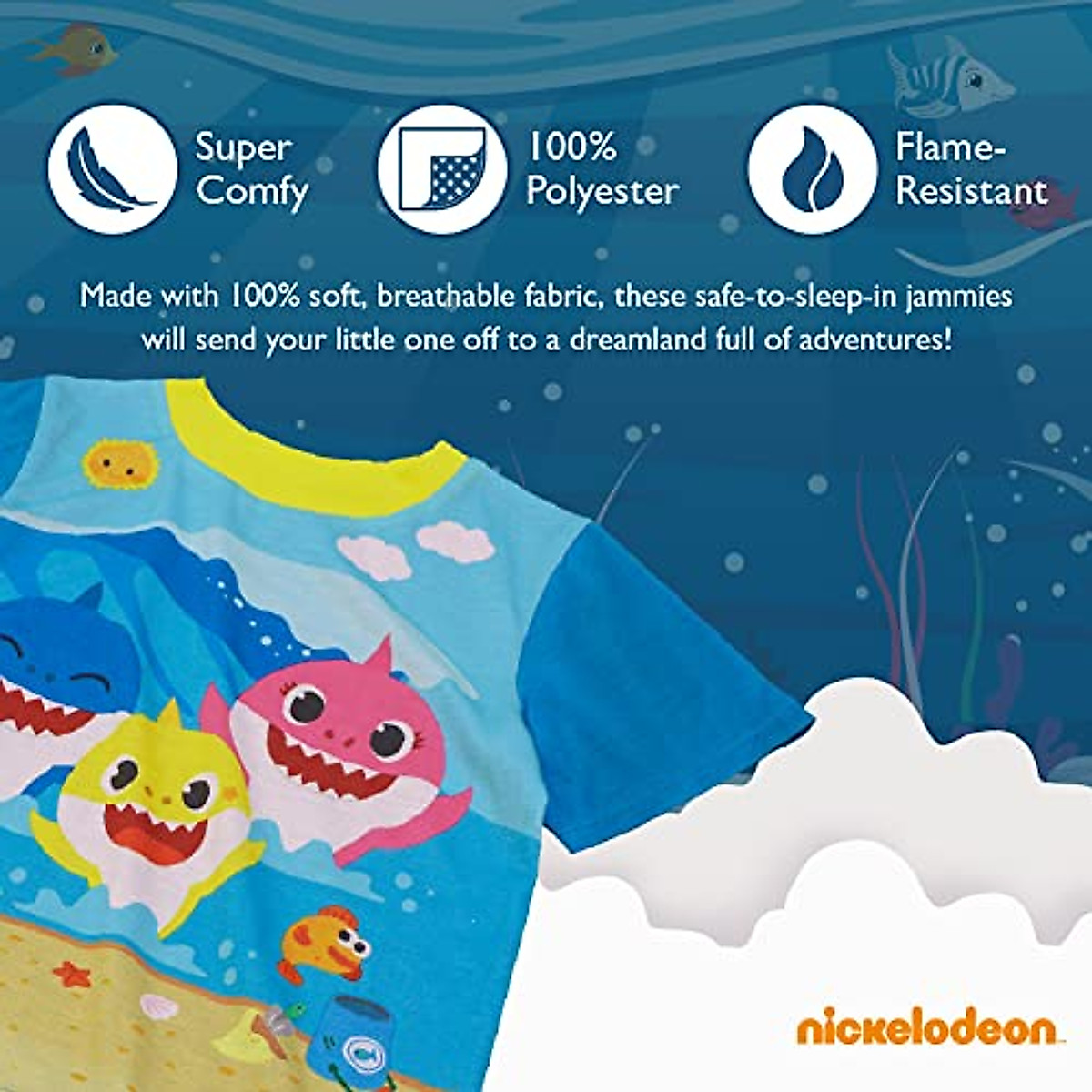 Nickelodeon Boys' Baby Shark Pajama Set, Splash 2, 4T