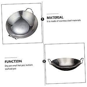 Angoily Stainless Steel Seafood Pot Stove Burner Pans Korean Ramen Pot Metal Cooking Utensils Kitchen Gadget Gas Range Shabu Pot Non- Stick Paella Pan Kitchen Cookware Double Ear Ramen Pot