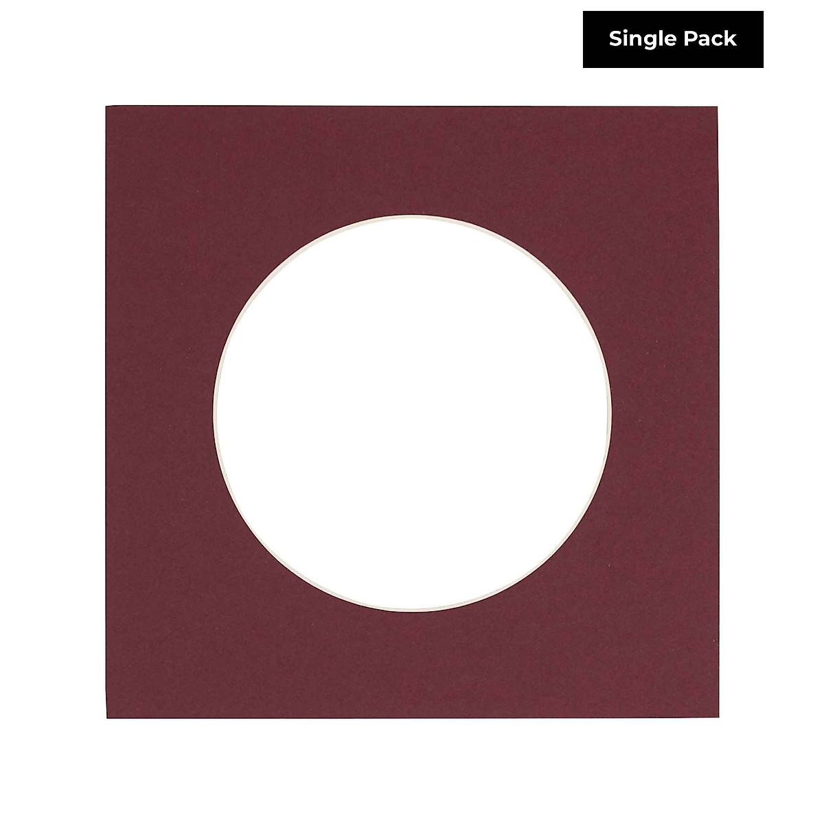 CountryArtHouse Maroon Acid Free 15x15 Circle Picture Frame Mat with White Core Bevel Cut for 11x11 Pictures - Fits 15x15 Frame - Pack of 1 Matboard