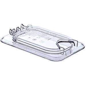 Carlisle FoodService Products Storplus Ez Access 1/9 Size Hinged Universal Food Pan Lid with Notch for Catering, Buffets, Restaurants, Polycarbonate, Clear, (Pack of 6)