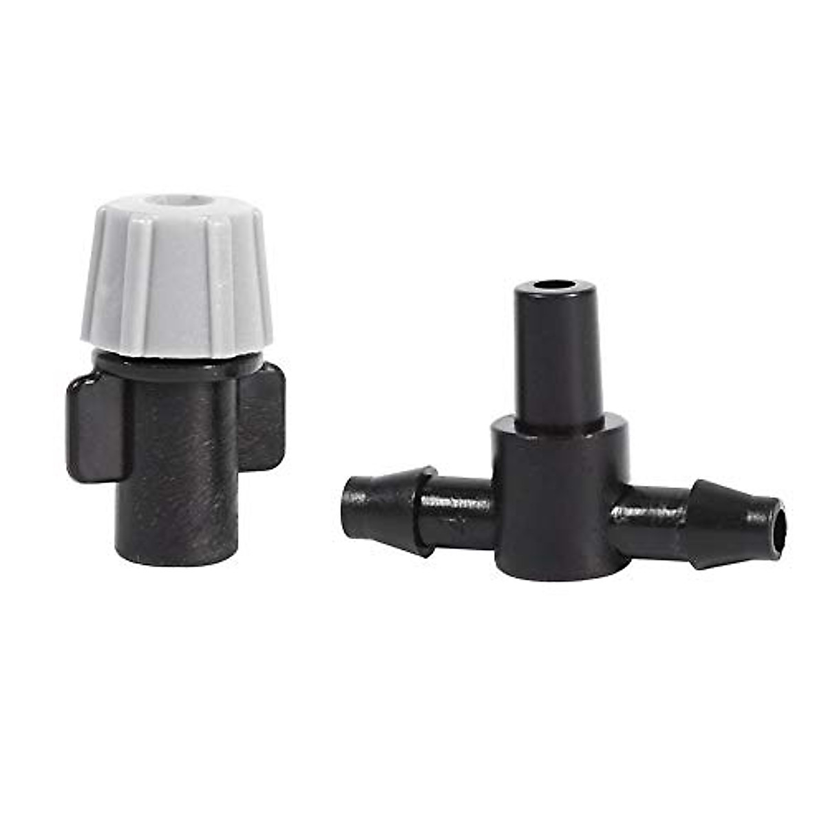Plastic Mist Nozzle Sprinkler Tee Joints Spray Heads for Misting Watering Plant Flower Cooling System Home Garden Irrigation, 20pcs (Black)