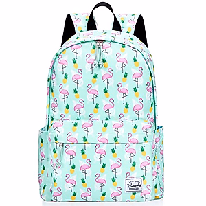 VASCHY School Backpack for Girls, Cute Schoolbag Bookbag for Kids/Teens/Middle School/College/Work Backpack for Women, Flamingos