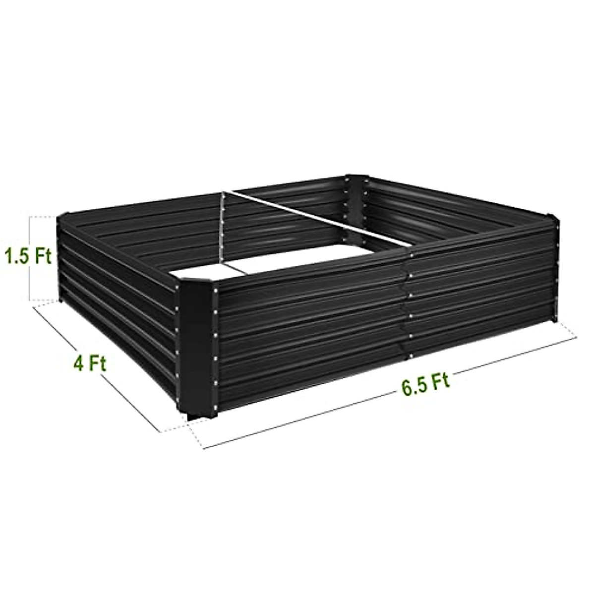 UOPASD Galvanized Raised Garden Bed kit, 6.5x4x1.5ft Metal Large Planter Box, Stock Tank Outdoor for Vegetables,Flowers, Herbs Black Grey