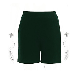 ECDAHICC Women's High Wasited Biker Shorts Ribbed Knitted Bodycon Short Leggings Knitwear (BG2,L)