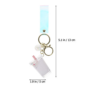 PRETYZOOM Kawaii Liquid Keychain Boba Tea Unicorn Keychain Floating Liquid Quicksand Milk Tea Keychain Lucky Bottle Keychain for Women
