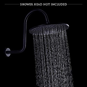 HANEBATH High Rise S Shape Shower Arm and Flange, Matte Black Shower Head Extension Arm