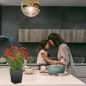 Luxsego Silk Artificial Flowers Coreopsis Faux Flowers, Potted Floral Decor for Garden, Wedding, Office Table Decor Gifts Idea for Her or Him, Decorative Home Accessories(16.7in, Red)