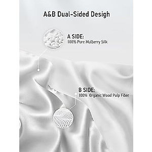 Lacette Silk Pillowcase for Hair and Skin 2 Pack, 22Momme 100% Mulberry Silk & Natural Wood Pulp Fiber Grade 6A Dual-Sided Silk Pillow Cases, Silk Pillow Cover with Zipper (Standard 20"x26",White)