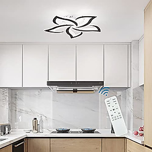Garwam Modern LED Ceiling Lights,Black LED Dimmable Flower Shape Ceiling Light Chancelier,Flush Mount Ceiling Lamp Lighting fixture with Remote Control for Living Room Dining Room Hallway Kitchen(48W)