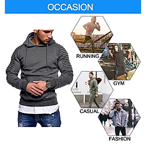 COOFANDY Men's Workout Hoodie Gym Sport Sweatshirt Athletic Pullover Casual Fashion Hooded With Pocket (Dark Gray., Large)