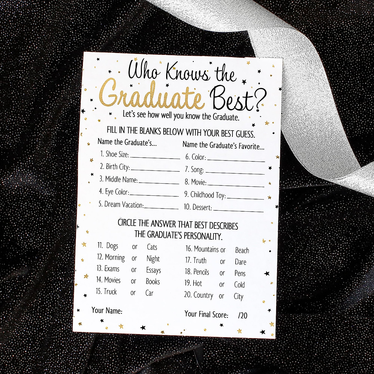 DISTINCTIVS Who Knows The Graduate Best, Graduation Games for Parties - 25 Count