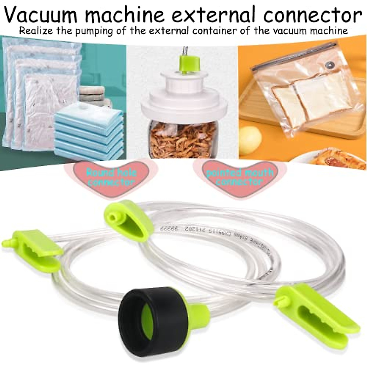 2 piece set Accessory Hose Compatible with FoodSaver ，Compatible FM2000，FA2000， and FM2100 GM FAX12 000 ，Suitable for all sealing zipper bags, wine plugs, seals jar, vacuum sealing agents