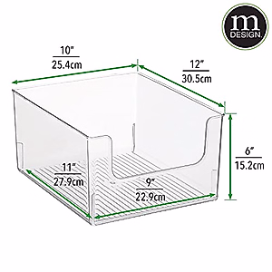 mDesign Plastic Open Front Toy Storage Organizer Bin for Playroom, Nursery, Kids Closets; Holds Action Figures, Crayons, Building Blocks, Puzzles - Ligne Collection - 4 Pack + 24 Labels - Clear