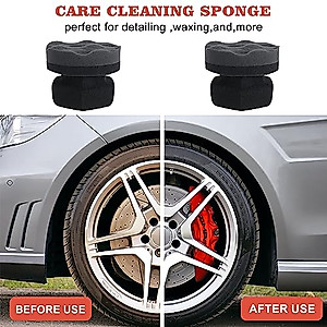 2PCS Tire Shine Applicator Tire Hex Grip Dressing Applicator Pads Tire Sponge Applicator Foam Tire Gel Wet Applicator Car Detailing Reusable Cleaning Supplies for Tire Shine