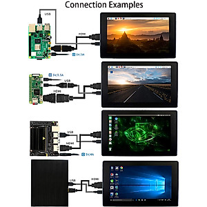7inch HDMI LCD (H) (with case) Capacitive Touch Screen 1024x600 IPS Display Monitor with Toughened Glass Cover Support All Raspberry Pi 4B/3B+/3B/2B/Zero/Jetson Nano/Banana Pi/Windows 10/8/7