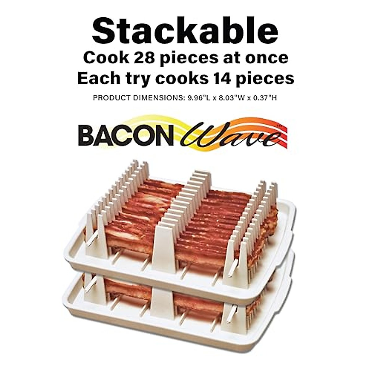 Emson Bacon Wave TRTAZ11A, Microwave Bacon Cooker, New, 9.96" x 8.03" x 0.37" (Length x Width x Height), White
