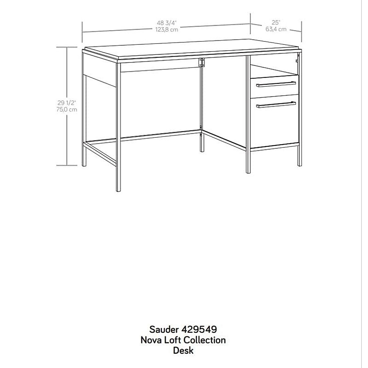 UrbanPro Engineered Wood Single Pedestal Desk in Grand Walnut