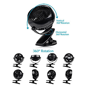 10000mAh Rechargeable Clip On Fan for Bed, Portable Fan, 8 Inch Battery Operated Fan for Stroller, Treadmill(Up to 24H of Use),4-Speed Fast Cooling Outdoor Fan, USB Fan for Bedroom, Office, Camping