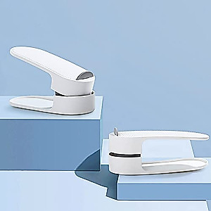 ALWWL White Shoe Storage Rack, Integrated Household Adjustable Double Tiers Shoes Slots, for Livingroom Bedroom Bathroom- 16 Pcs