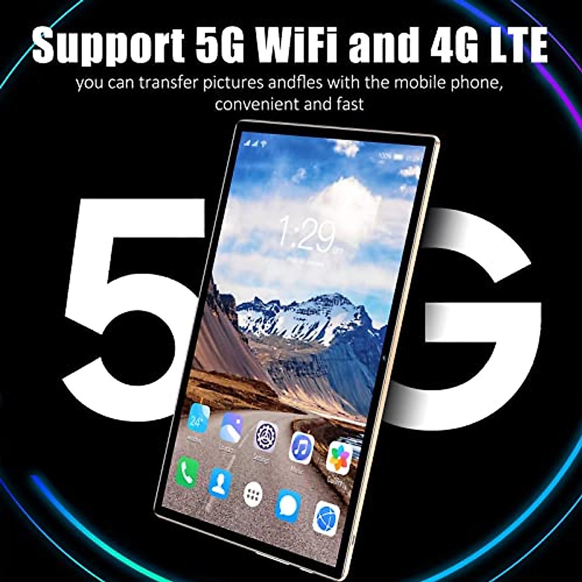 SHYEKYO Tablet PC, Aluminium Alloy 10.1in FHD HD Tablet 6GB RAM 128GB ROM 5G WiFi 4G LTE Octa Core CPU with Keyboard for Travel (US Plug)