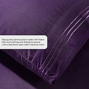 Bed Sheets - Full Sheet Set [6-Piece, Purple] - Hotel Luxury 1800 Brushed Microfiber - Soft and Breathable - Deep Pocket Fitted Sheet, Flat Sheet, Pillow Cases