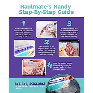 HAULMATE Vacuum Sealer Bags 11"x50' and 8"x50' 2 Rolls. Commercial Grade, BPA Free, Heavy Duty, Great for vac storage, Meal Prep or Sous Vide