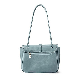 MIDAUP Small Underarm Square Shoulder Bag Vegan Leather Stylish Satchel Messenger Bag with Adjustable Drawstring Shoulder Strap (Blue)