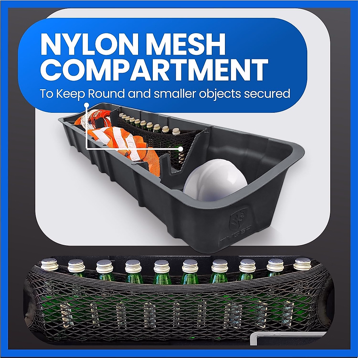 Tyger Auto Rear Underseat Storage Box TG-CB5F2228 Compatible with 2015-2024 Ford F-150; 2017-2023 F-250/F-350/F-450/F-550 Super Duty | Crew Cab | Black Organizer