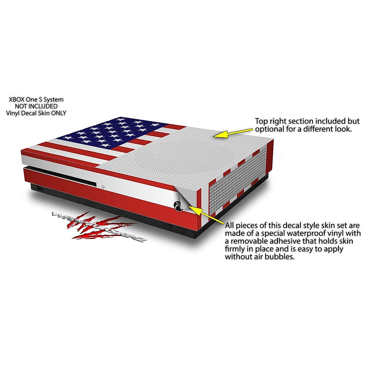 WraptorSkinz Decal Vinyl Skin Wrap Compatible with Xbox One S Console and Controllers - USA American Flag 01