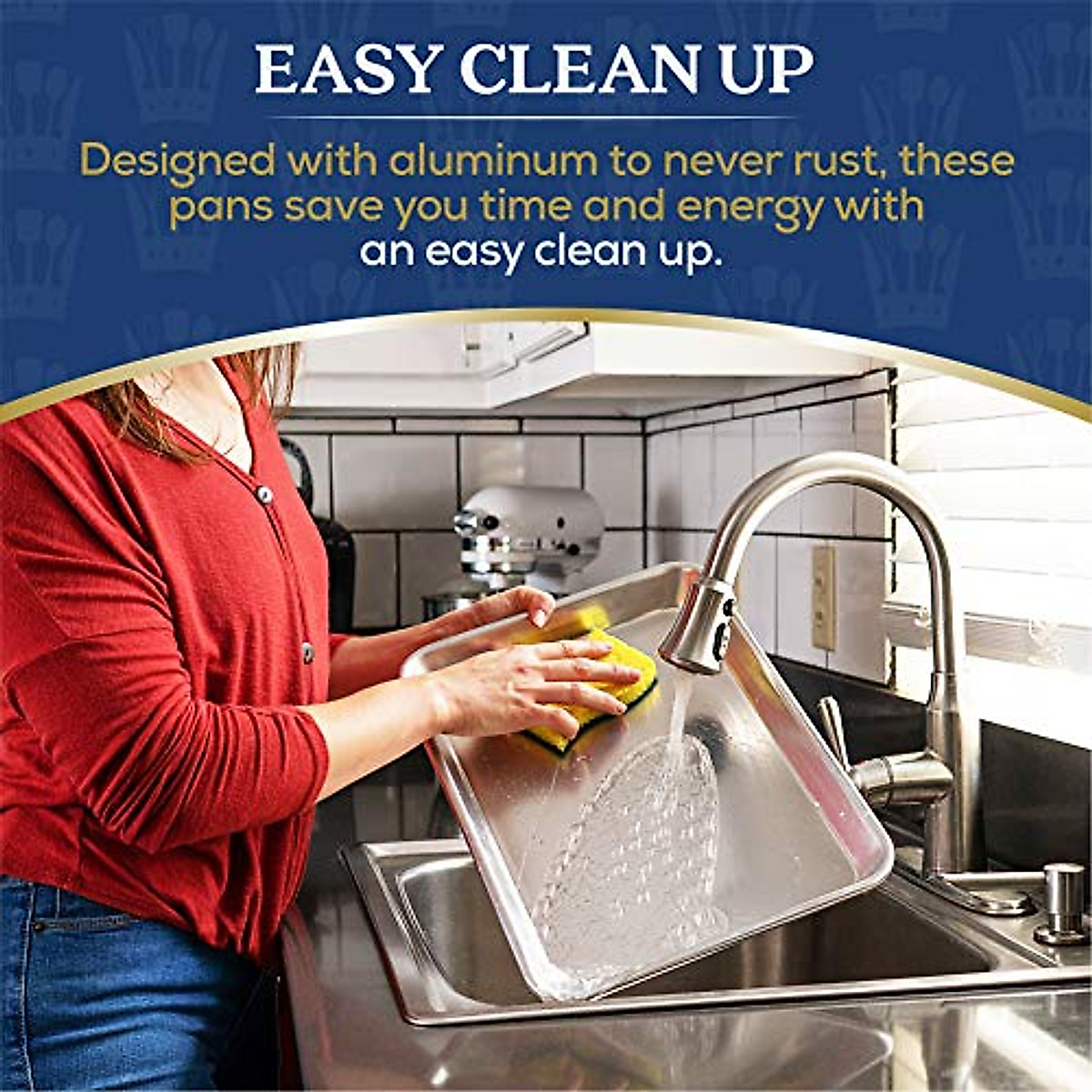 Professional Quarter Sheet Baking Pans - Aluminum Cookie Sheet Set of 2 - Rimmed Baking Sheets for Baking and Roasting - Durable, Oven-safe, Non-toxic, Easy to Clean, Commercial Quality - 9x13-inch