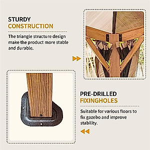 Evedy 10'x12' Hardtop Gazebo,Aluminum Gazebo Pavilion with Curtain and Net,Permanent Outdoor Gazebo with Polycarbonate Double Roof,for Garden, Patio, Lawns, Deck, Backyard-Yellow Brown