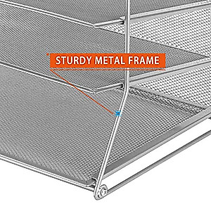 CLATINA 6-Tier Metal Mesh Desk File Organizer Desktop Letter Tray Paper Document Holder for Office Home School Gray