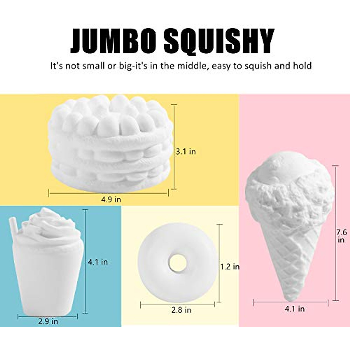 DIY Dessert Paint Your Own Squishies Kit for Kids, Slow Rise Squishies Top Christmas Arts and Crafts Toy for Girl & Boys,Ice Cream Food Squishies Blank White Squishys Creamy Scented Stress Relief Toy