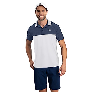 Three Sixty Six Quick Dry Golf Shirts for Men - Moisture Wicking Short-Sleeve Casual Polo Shirt Nautical Navy