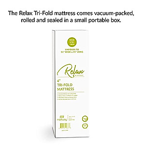 Modway 4” Relax Tri-Fold Mattress Topper CertiPUR-US Certified with Soft Removable Cover (31"x75")