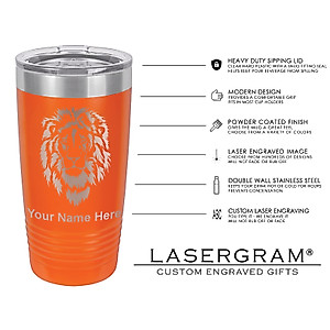 LaserGram 20oz Vacuum Insulated Tumbler Mug, Cow, Personalized Engraving Included (Orange)