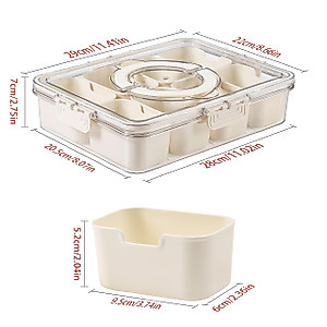 Bandesun Divided Serving Tray with Lid and Handle - Snackle Box Charcuterie Container for Portable Snack Platters - Clear Organizer for Candy, Fruits, Nuts, Snacks - Perfect for Party, Entertaining