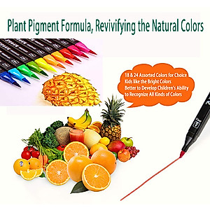 Kekelele WQIYA Dual Tip Markers for Kids, Washable Markers Set, Art Markers with Stand Portable Box, Gift For Kids (36 Colours)