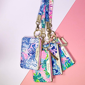 Lilly Pulitzer ID Holder Wallet, Keychain Wallet with Zip Close, Cute Card and ID Case for Women, It Was All A Dream