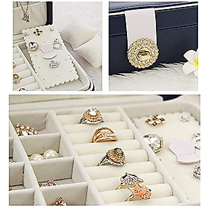 ZZYINH AN207 Double Layer Portable Travel Jewelry Watch Box with Mirror Leather Display Organizer Storage Case for Earrings Necklace Ring Small Jewelry (Color : White)