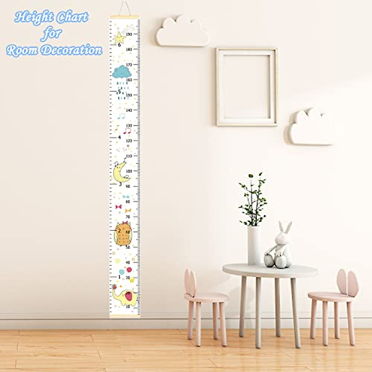Removable Height Chart for Kids,Animal Hanging Measuring Chart Ruler for Grandkids Height as Gifts,Nursey Decoration,Cute Canvas Measurement for Home