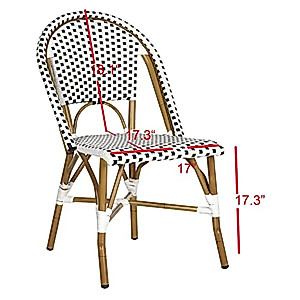 Safavieh Home Collection Hooper Indoor-Outdoor Stacking Side Chairs | Black & White | Set of 2