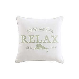 Tommy Bahama - Queen Comforter Set, Reversible Cotton Bedding with Matching Shams & Bonus Throw Pillows, All Season Home Decor (Serenity Green, Queen)