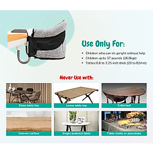 zeepops Hook On Table High Chair with Tray for Babies and Toddlers, Clip On Table Chair Portable, Fold-Flat Compact for Home, Dining Out and Travel (Mountains)