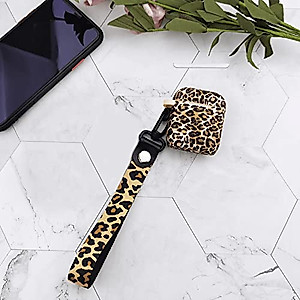 MOLOVA Case for Airpods 1&2 Case,Leopard Airpod Case with Strap Compatible with AirPods 2/1,Full Protect Silicone Skin Cover with Fur Ball Keychain for Women Girls Teen