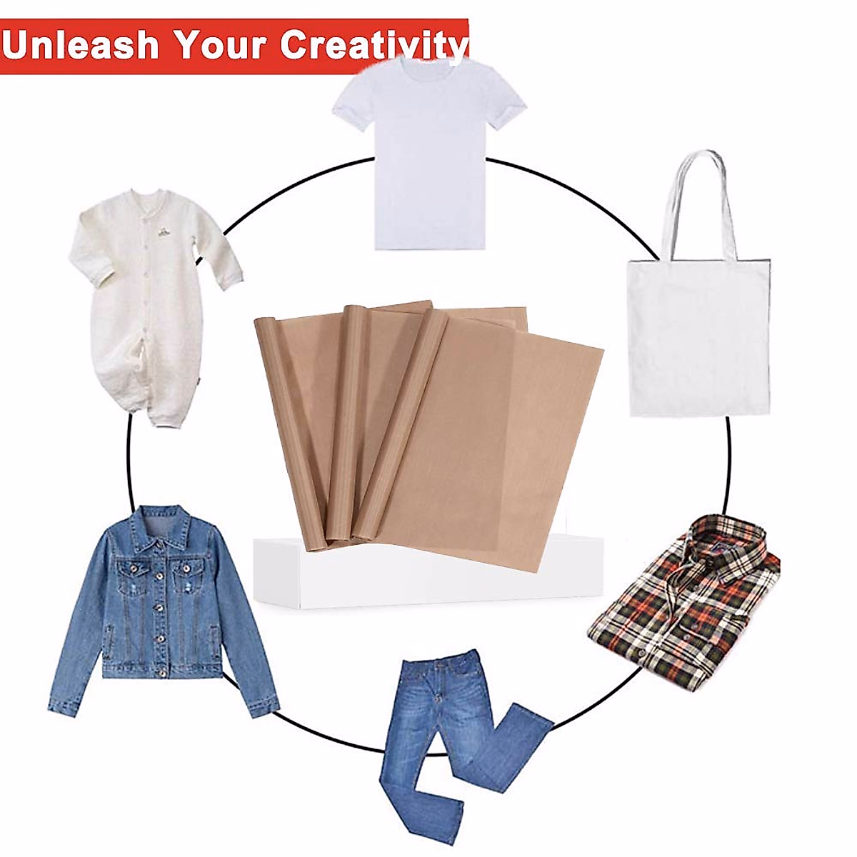 3 Pack PTFE Teflon Sheet for Heat Press Transfer Sheet 16" x 12" Non Stick Heat Transfer Paper Washable Reusable Heat Resistant Baking Sheets Craft Mat (Brown)