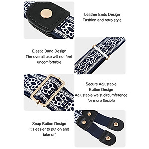 Syhood 4 Pieces Elastic Belt for Women No Buckle Buckless Belt Stretch Belt Invisible Elastic Belt Unisex for Jeans Pants(Color 3)