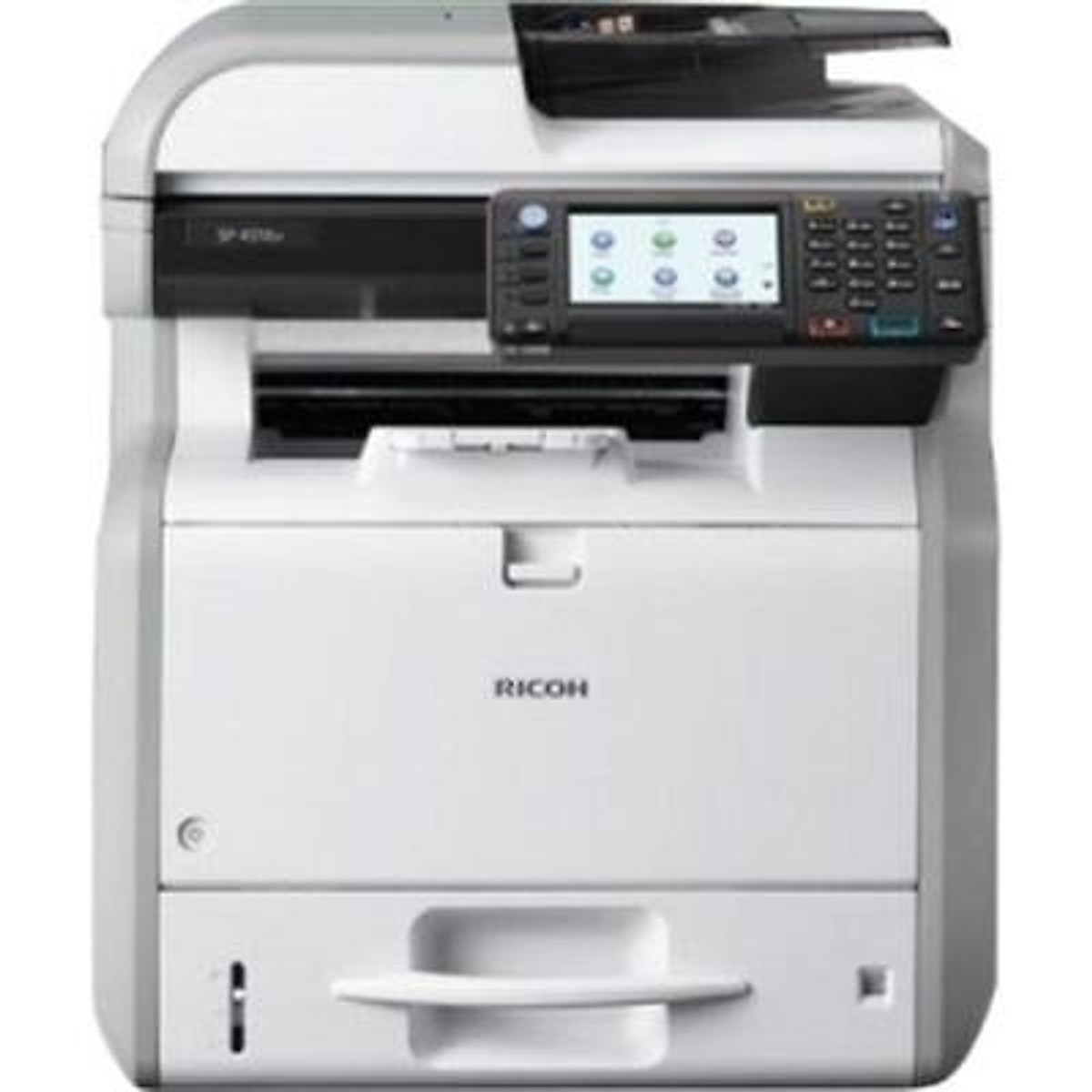Ricoh Aficio SP 4510SF LED Multifunction Printer - Monochrome - Plain Paper Print - Desktop - Copier/Fax/Printer/Scanner - 42 ppm Mono Print - 1200 x 1200 dpi Print - 42 cpm Mono Copy - Touchscreen LCD - 600 dpi Optical Scan - Automatic Duplex Print - 600