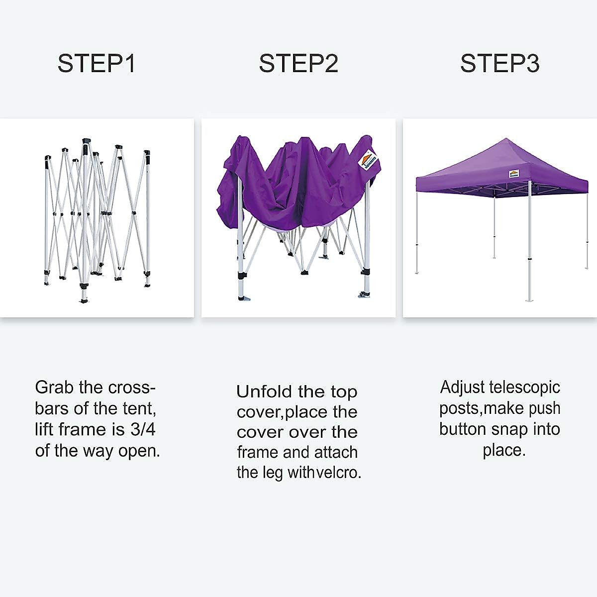 Tistent 10'x10' Pop Up Canopy Tent Commercial Instant Shelter with Heavy Duty Carrying Bag, 4 Canopy Sand Bags Purple